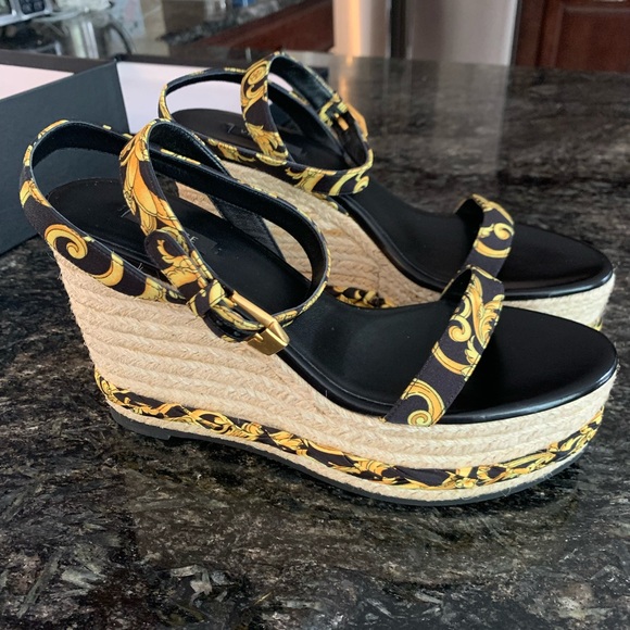 Versace | Shoes | Versace Hibiscus Wedge Size 4 | Poshmark